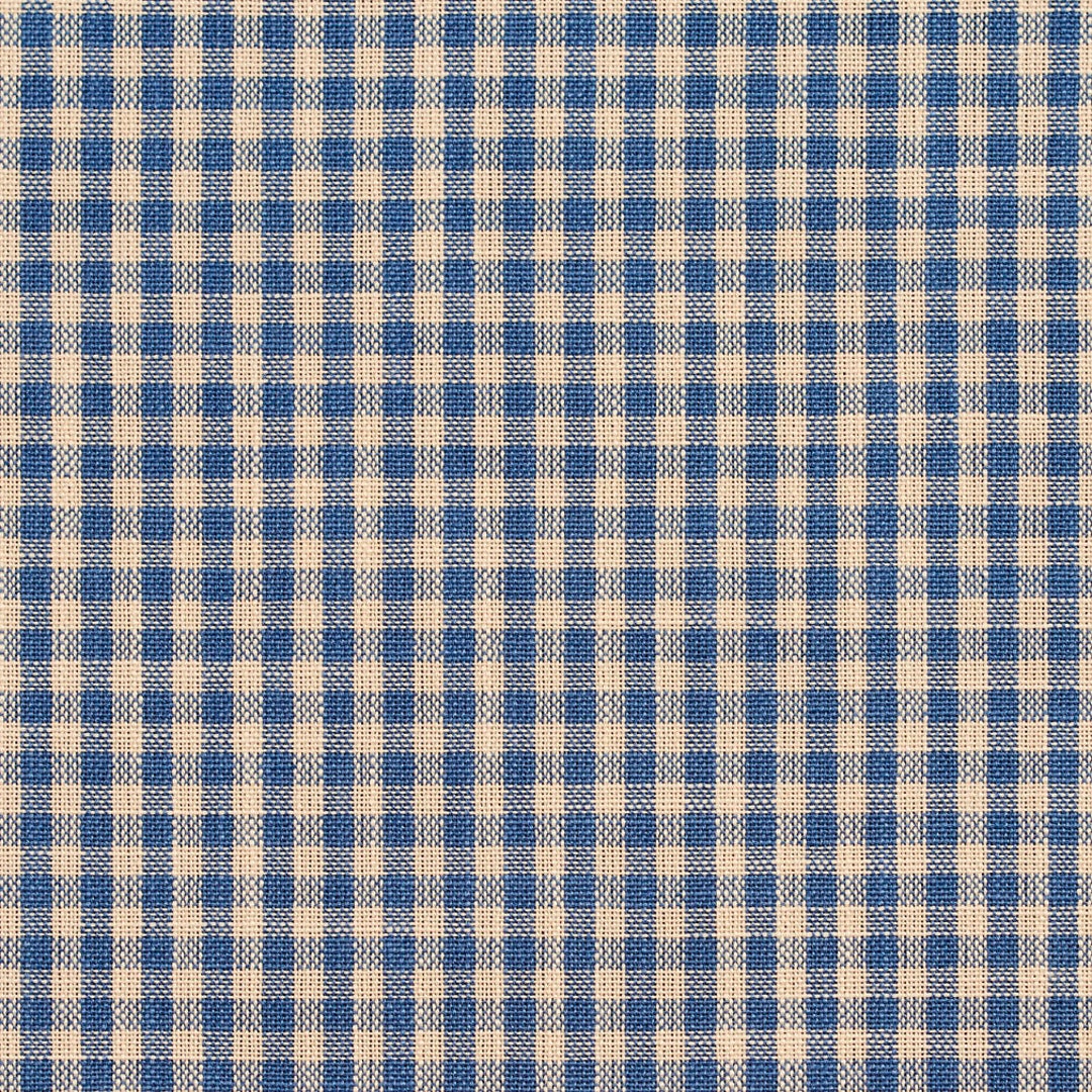 Blue Check Small Scale Linen Look Woven Pattern Upholstery Fabric by ...