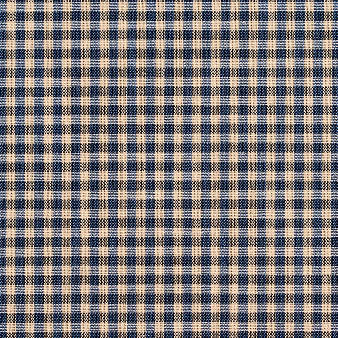 Blue Check Small Scale Linen Look Woven Pattern Upholstery Fabric by ...