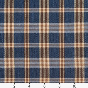 Blue Plaid Linen Look Woven Pattern Upholstery Fabric by the Yard - SKU ...