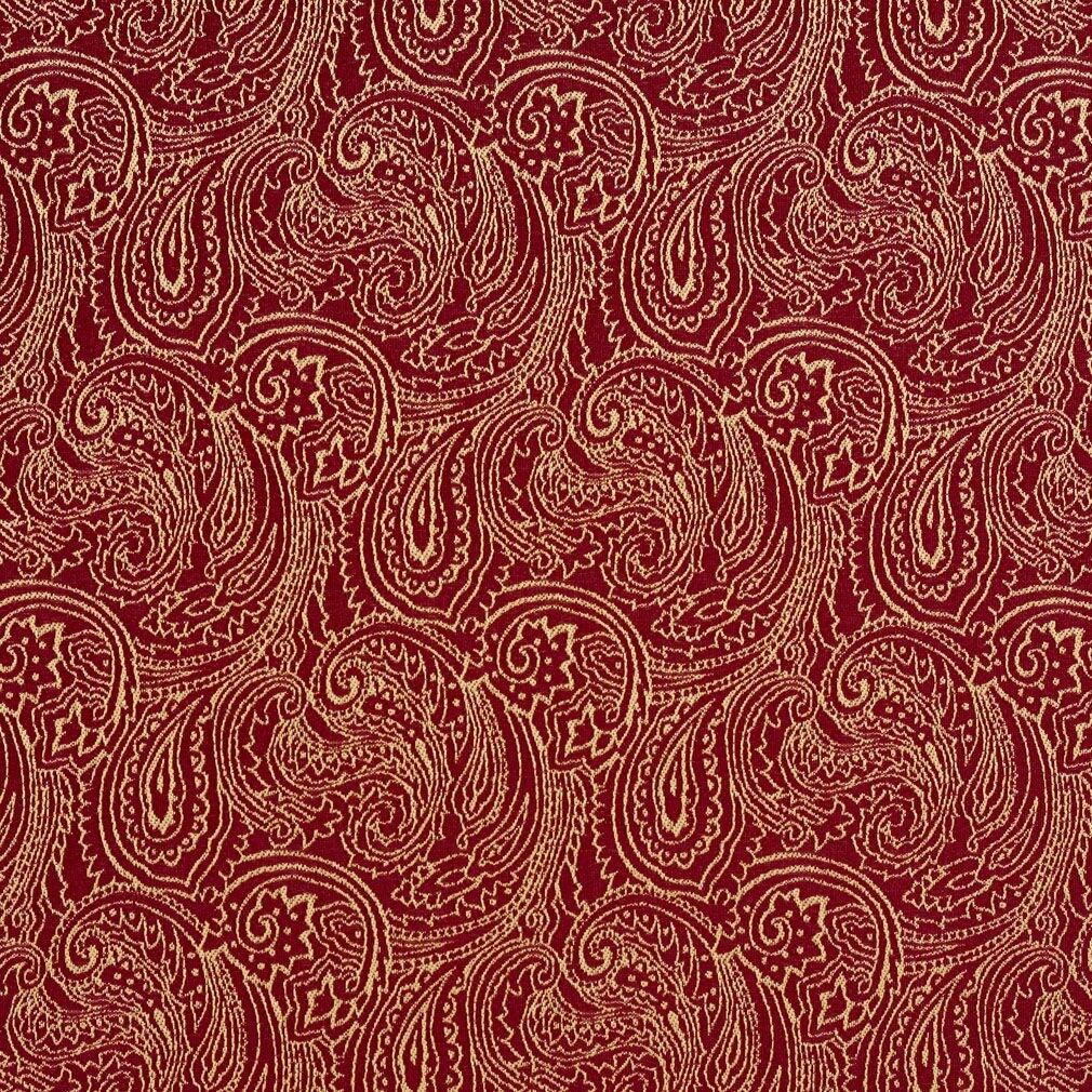 Red Paisley Woven Pattern Upholstery Fabric by the Yard - SKU: Hodge ...