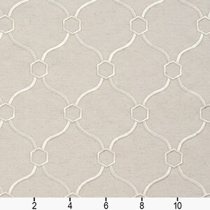 Natural Embroidery Geometric Linen Look Woven Pattern Upholstery Fabric ...