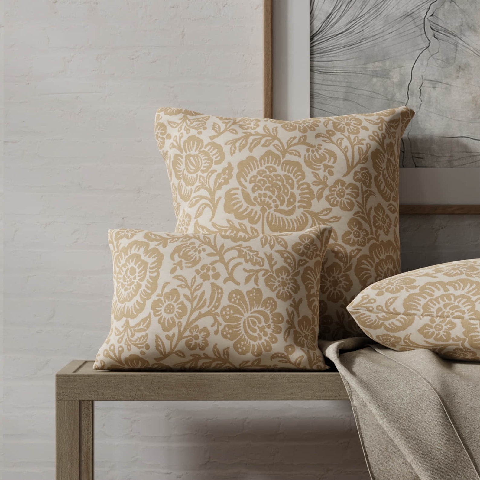 Natural Floral Matelasse Woven Pattern Upholstery Fabric by the Yard ...