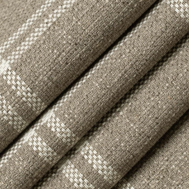Natural Brown Plaid Woven Pattern Upholstery Fabric by the Yard - SKU ...