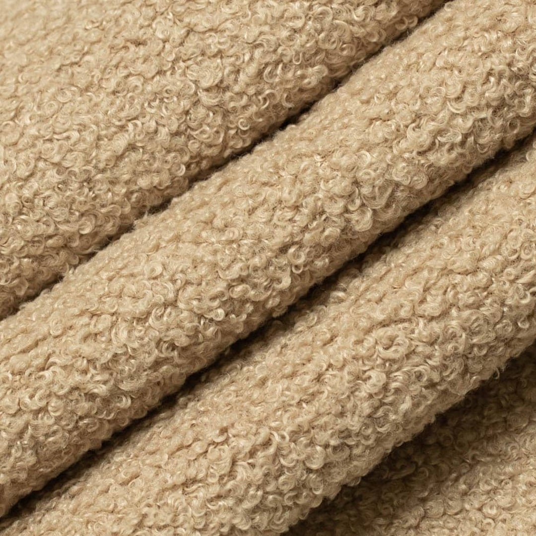 Natural Shearling Textured Upholstery Fabric by the Yard - SKU: Menlo ...