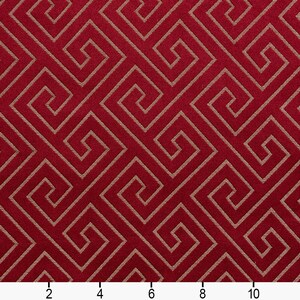Red Greek Key Geometric Woven Pattern Upholstery Fabric by the Yard ...