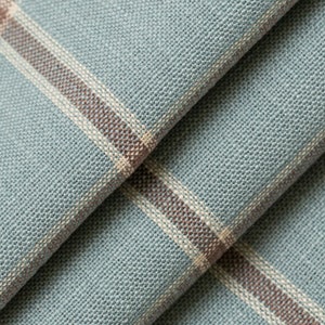 Blue Plaid Linen Look Woven Pattern Upholstery Fabric by the Yard - SKU ...