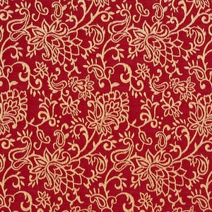 Red Floral Woven Pattern Upholstery Fabric by the Yard - SKU: Serene ...