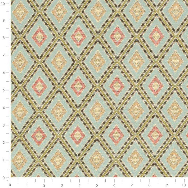 Aqua Diamond Small Scale Woven Pattern Upholstery Fabric by the Yard ...