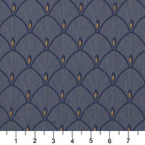 Blue and Gold Fan Jacquard Woven Upholstery Fabric by the Yard Pattern ...