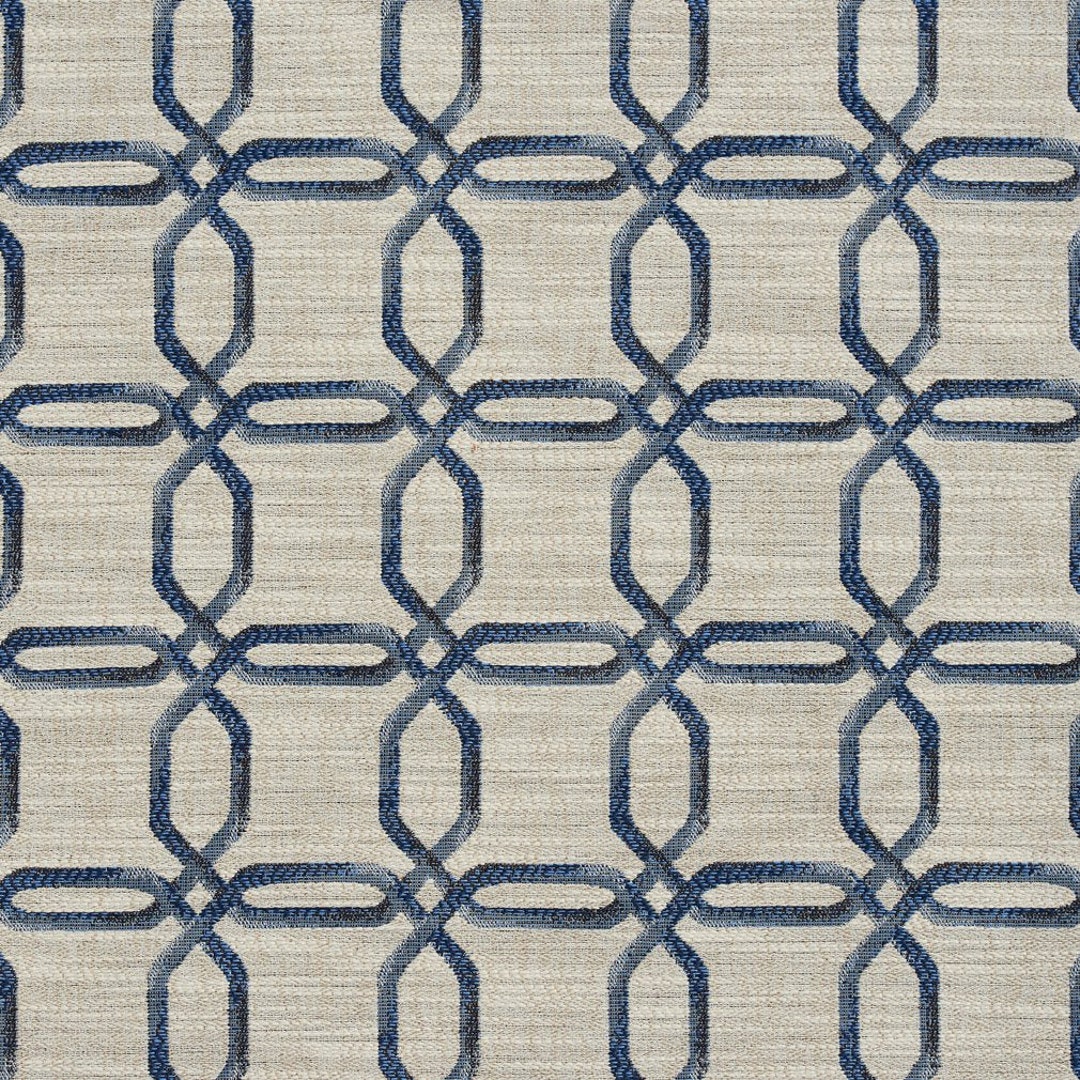 Blue Abstract Geometric Woven Pattern Upholstery Fabric by the Yard ...