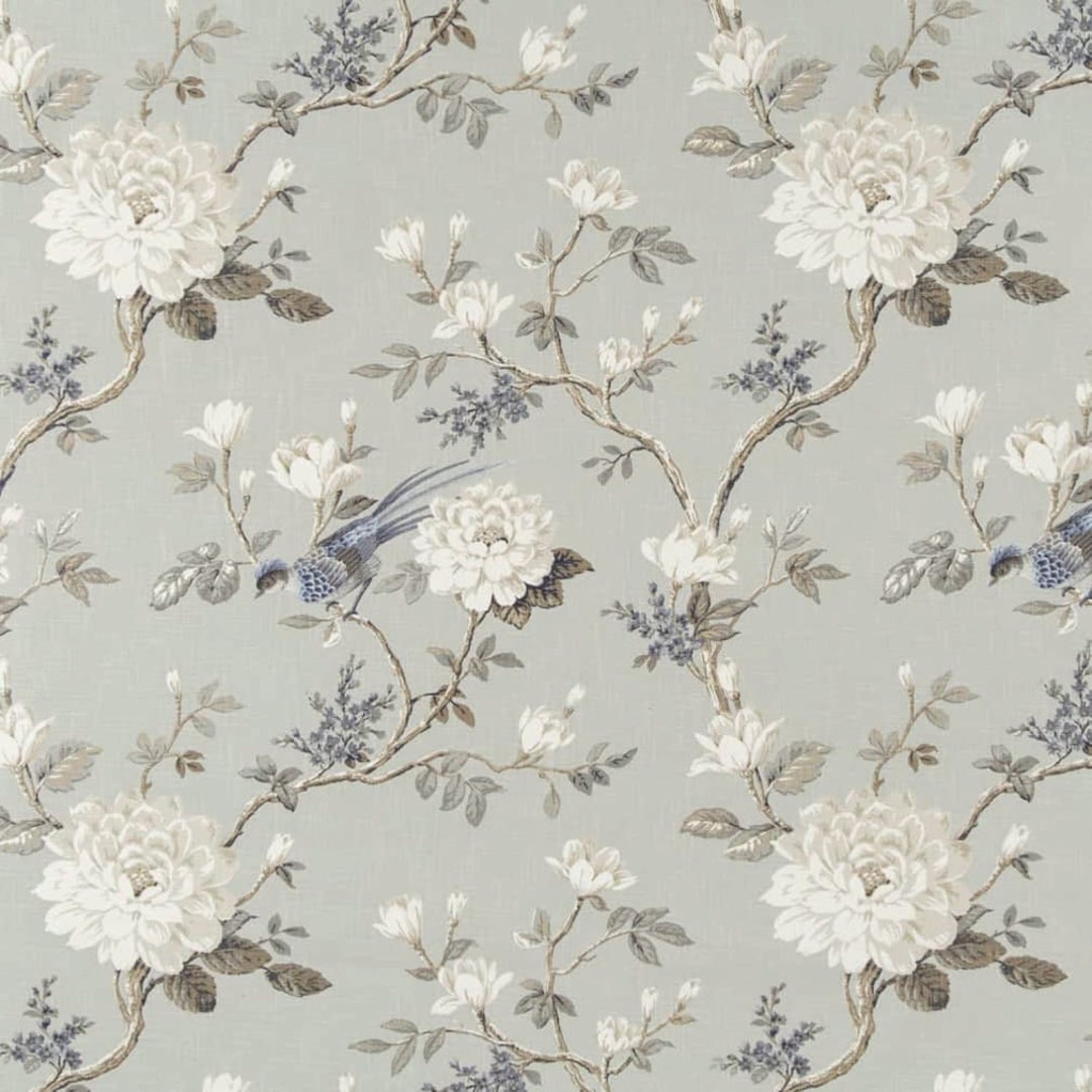 Grey Floral Print Upholstery Fabric by the Yard - SKU: Ward Haze - Etsy