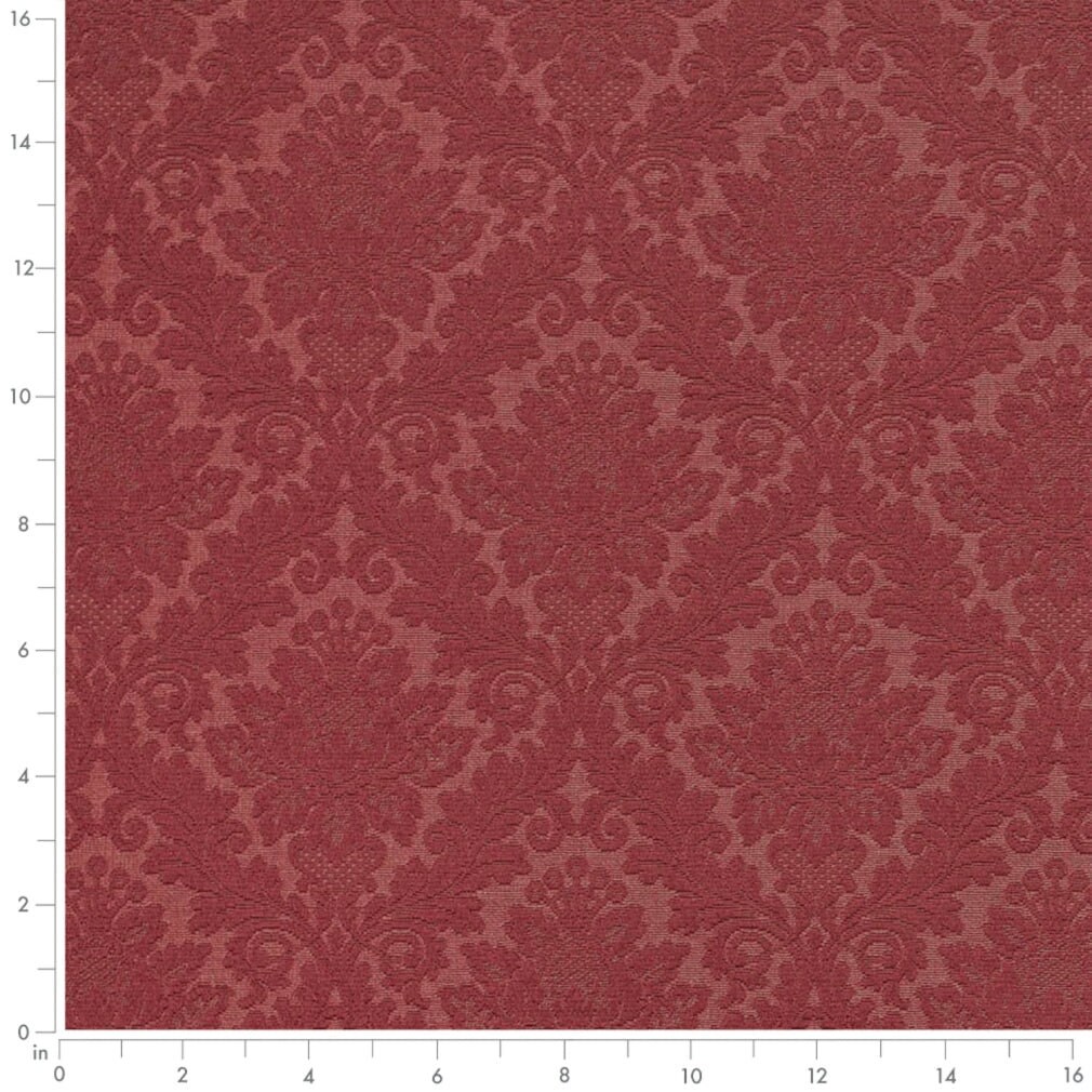 Red Damask Woven Pattern Upholstery Fabric by the Yard - SKU: Dior Ruby ...