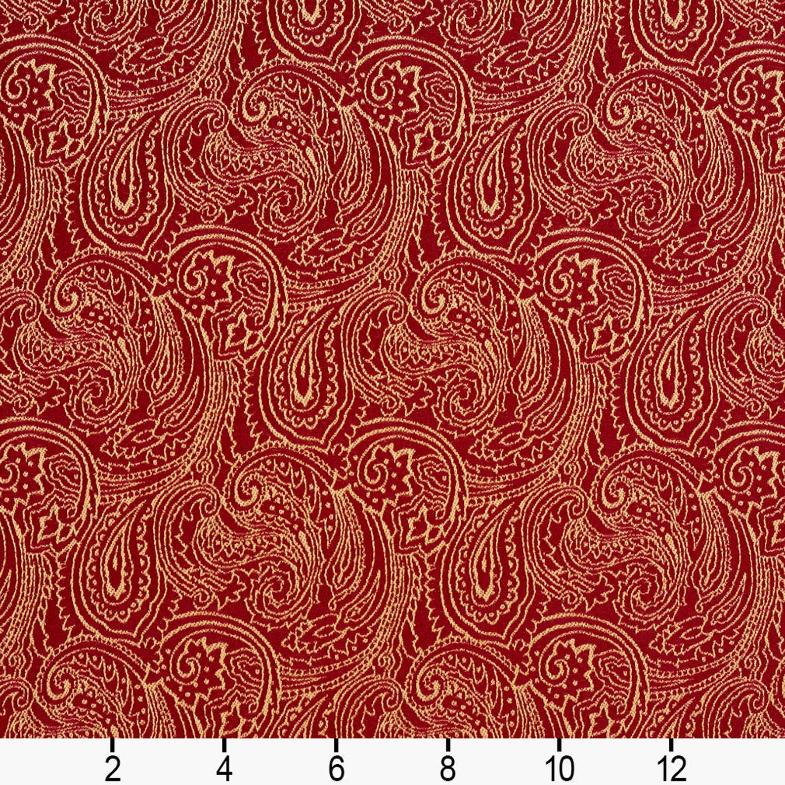 Red Paisley Woven Pattern Upholstery Fabric by the Yard - SKU: Hodge ...