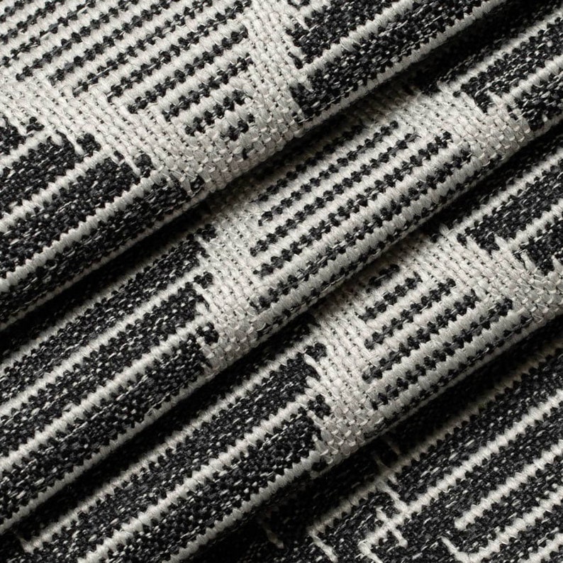 Black Diamond Geometric Woven Pattern Upholstery Fabric by the Yard ...