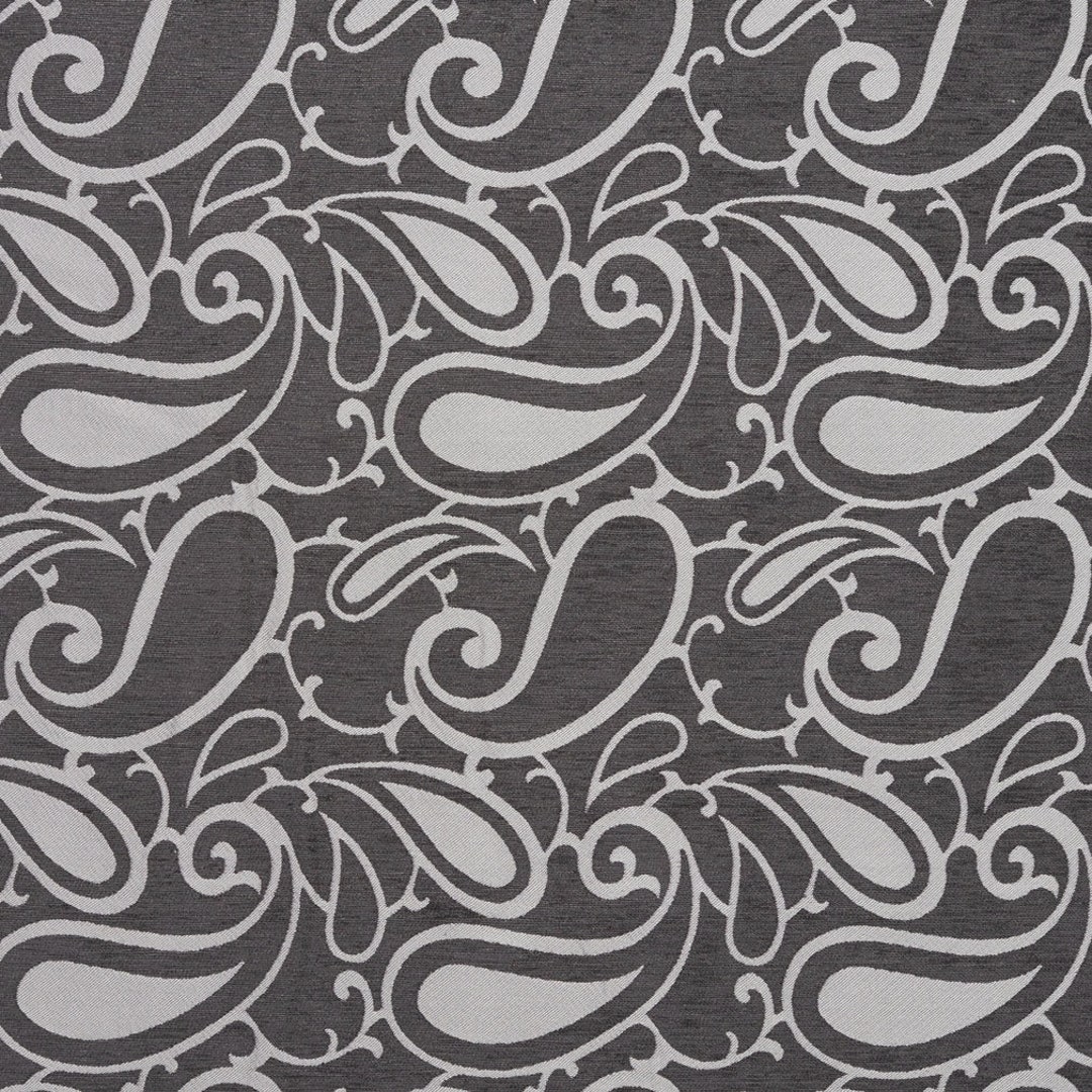 Grey Paisley Chenille Woven Pattern Upholstery Fabric by the Yard - SKU ...