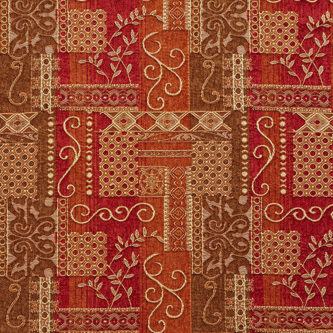 Red Abstract Woven Pattern Upholstery Fabric by the Yard - SKU: Galway ...