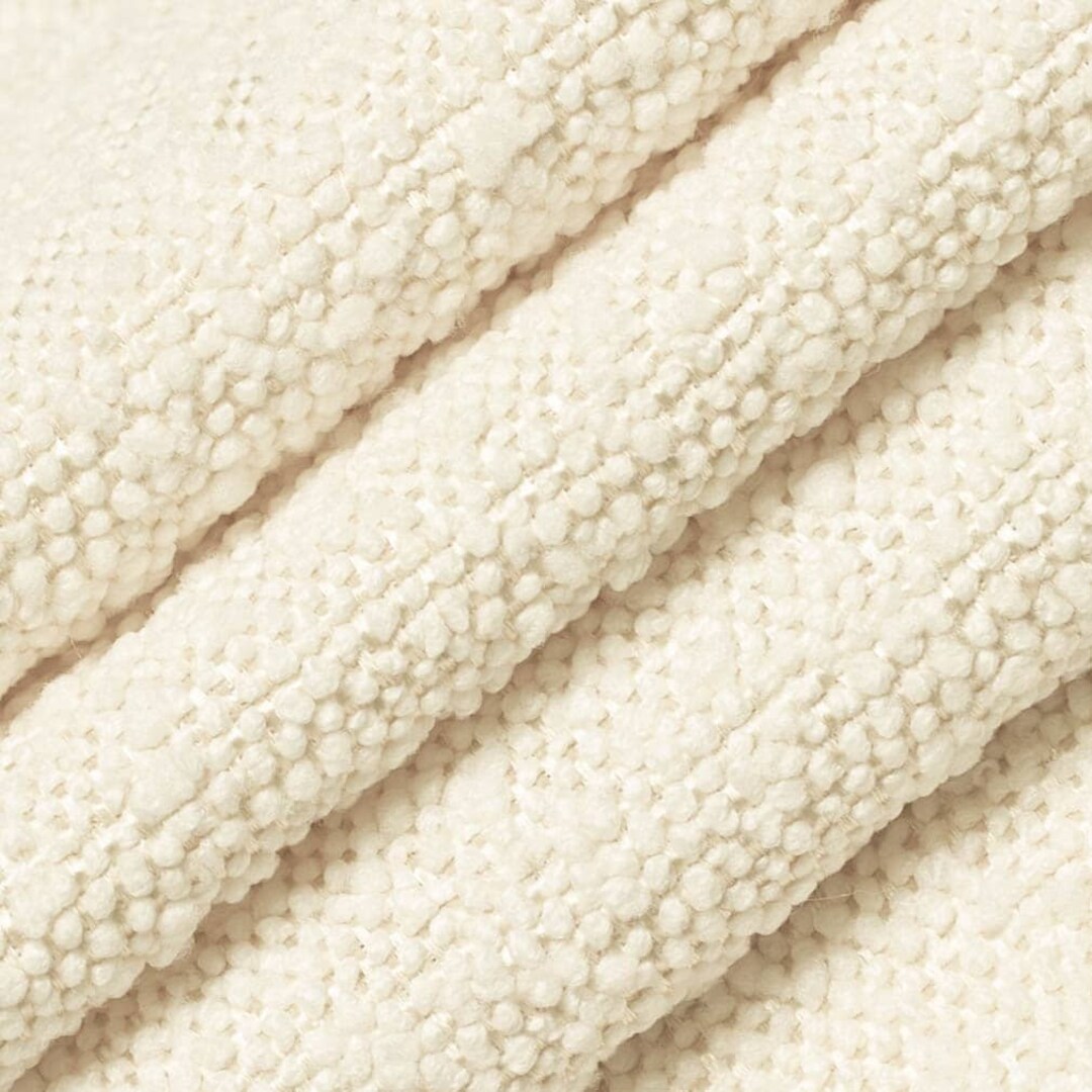 White Boucle Textured Upholstery Fabric by the Yard - SKU: Kenley Ivory ...