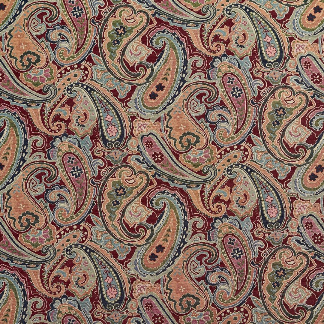 Red Paisley Tapestry Woven Pattern Upholstery Fabric by the Yard - SKU ...