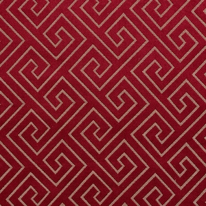 Red Greek Key Geometric Woven Pattern Upholstery Fabric by the Yard ...