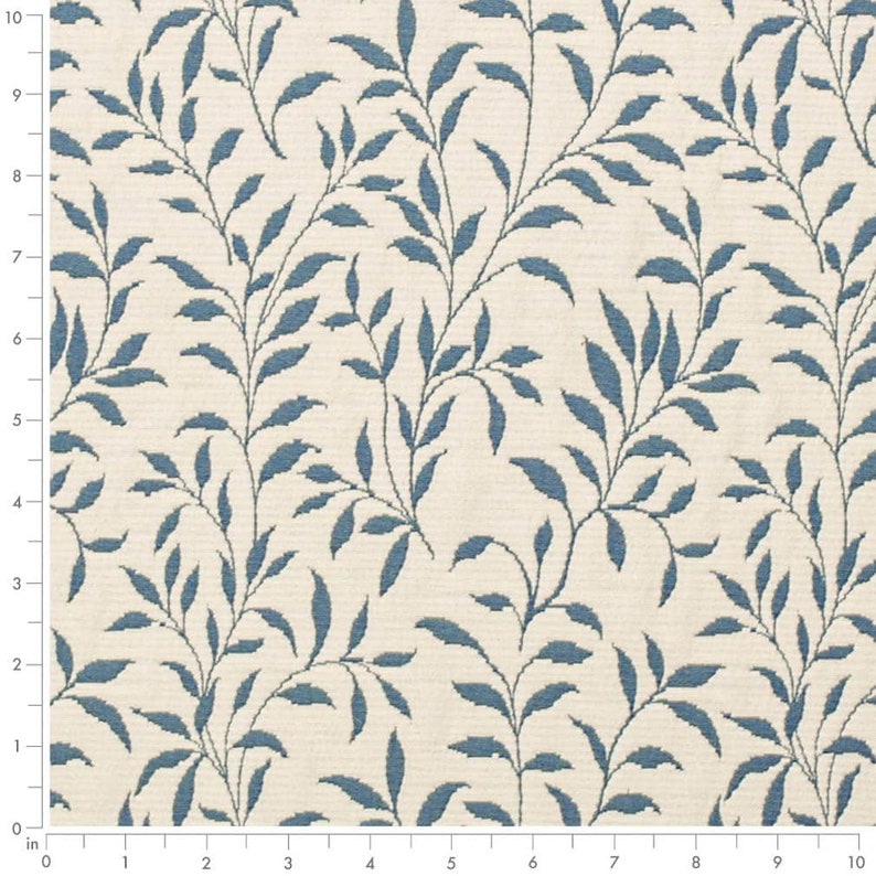 Blue Leaves Matelasse Woven Pattern Upholstery Fabric by the Yard - SKU ...