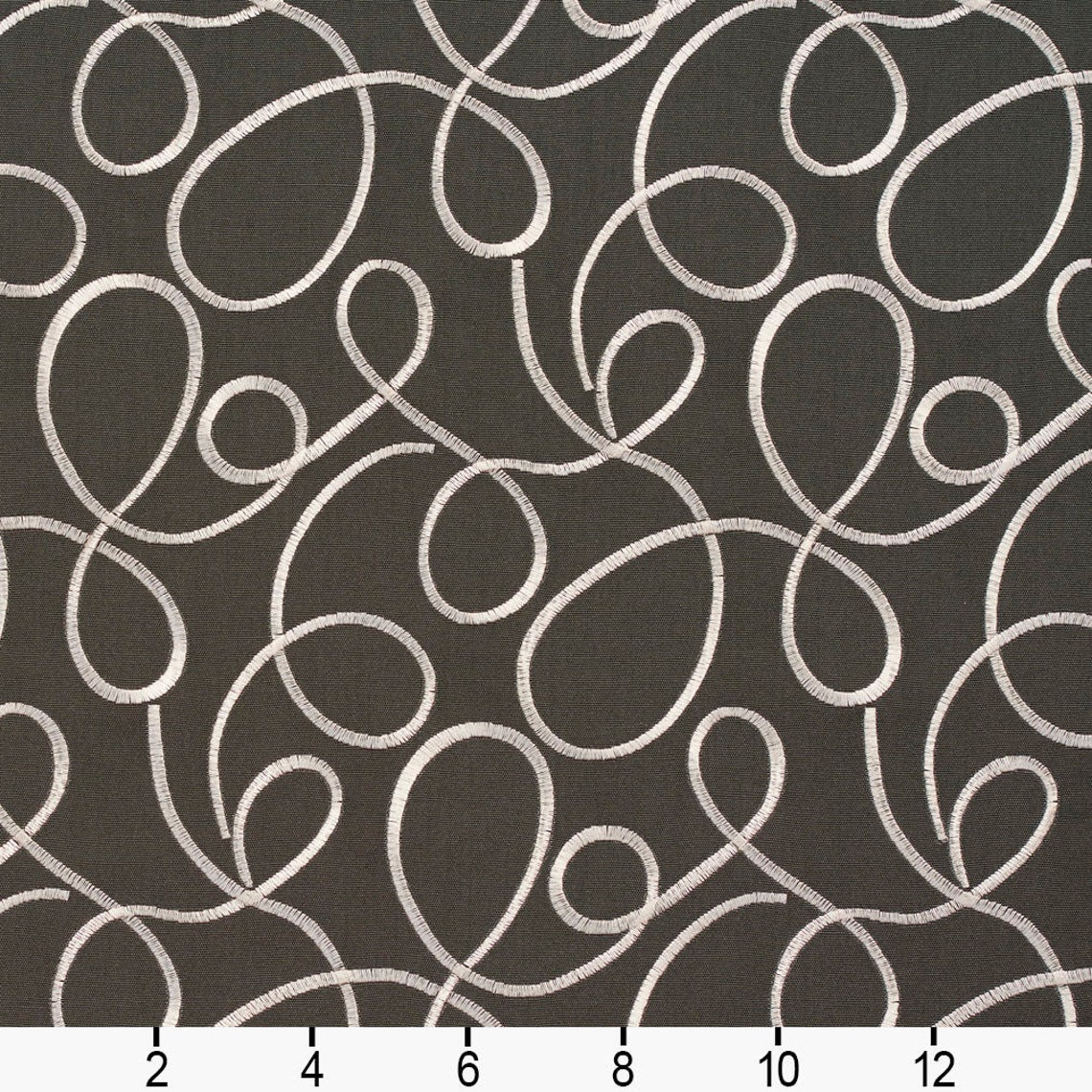 Grey Abstract Embroidery Linen Look Woven Pattern Upholstery Fabric by ...