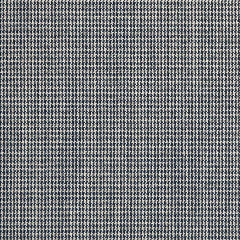 Blue Check Small Scale Houndstooth Check Textured Tweed Upholstery ...