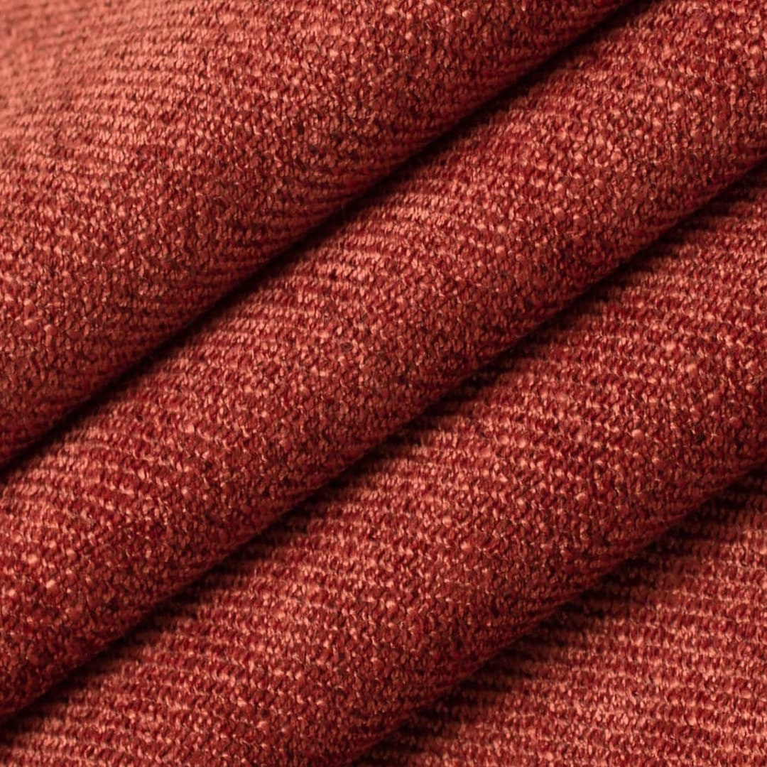 Red Chenille Textured Upholstery Fabric by the Yard - SKU: Harris Brick ...
