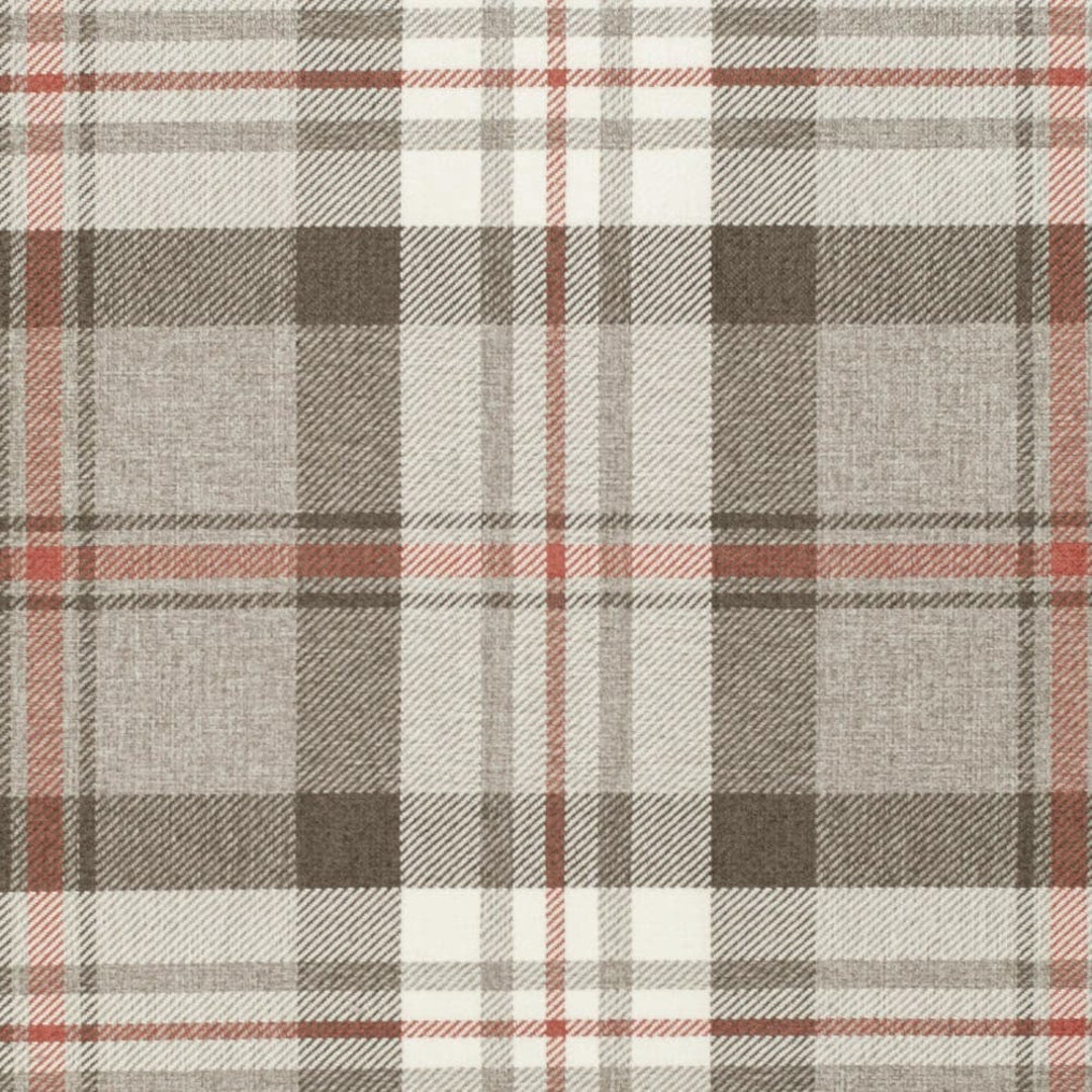 Brown Orange Plaid Woven Pattern Upholstery Fabric by the Yard SKU ...