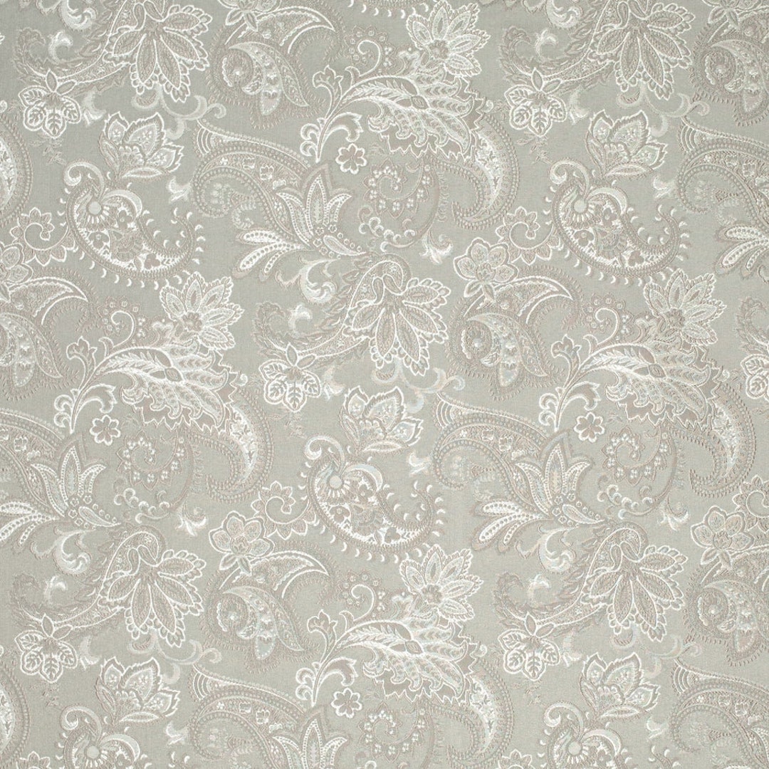 Grey Floral Paisley Woven Pattern Upholstery Fabric by the Yard SKU ...