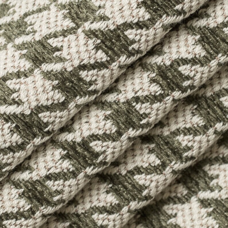 Green Check Houndstooth Woven Pattern Upholstery Fabric by the Yard ...
