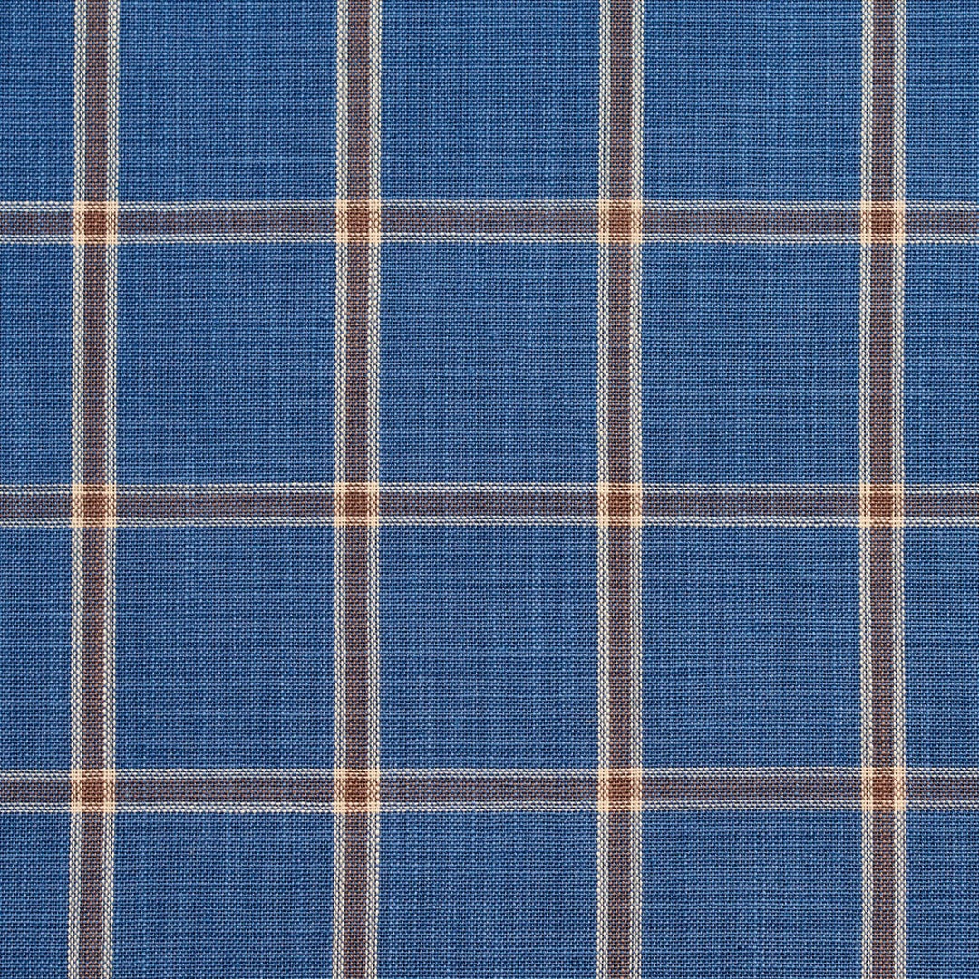 Blue Plaid Linen Look Woven Pattern Upholstery Fabric by the Yard - SKU ...
