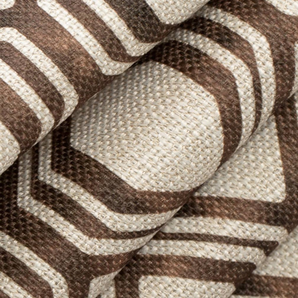Brown Abstract Geometric Print Upholstery Fabric by the Yard - SKU ...