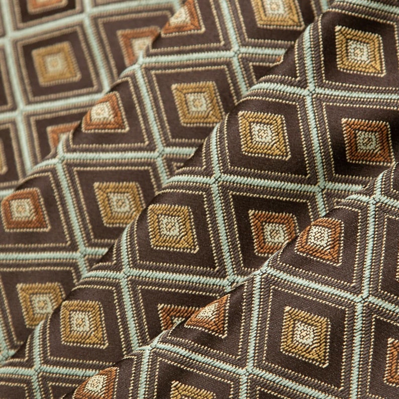 Brown Diamond Small Scale Woven Pattern Upholstery Fabric by the Yard ...