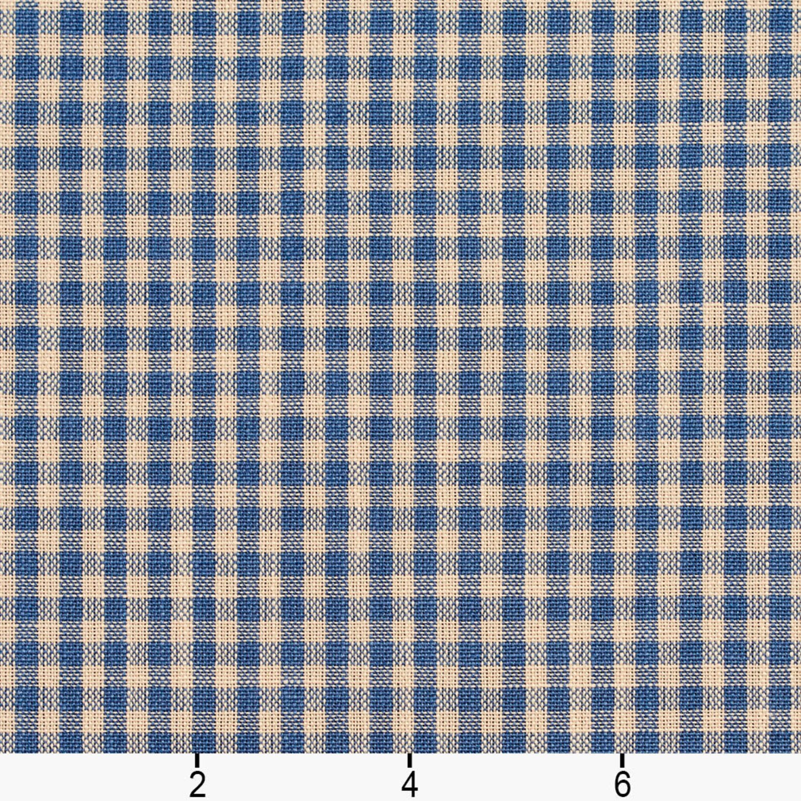 Blue Check Small Scale Linen Look Woven Pattern Upholstery Fabric by ...