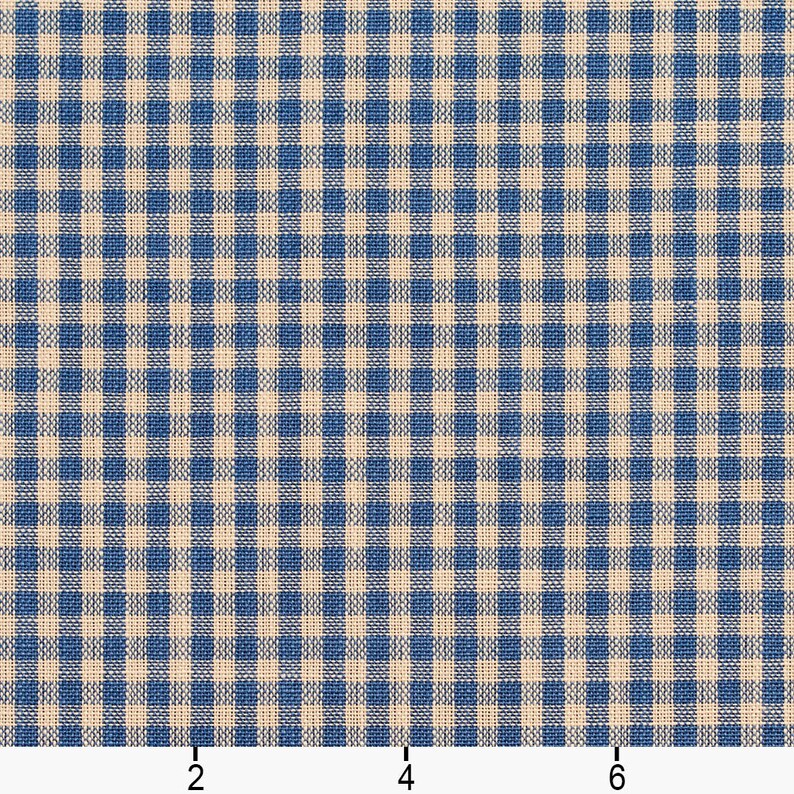 Blue Check Small Scale Linen Look Woven Pattern Upholstery Fabric by ...