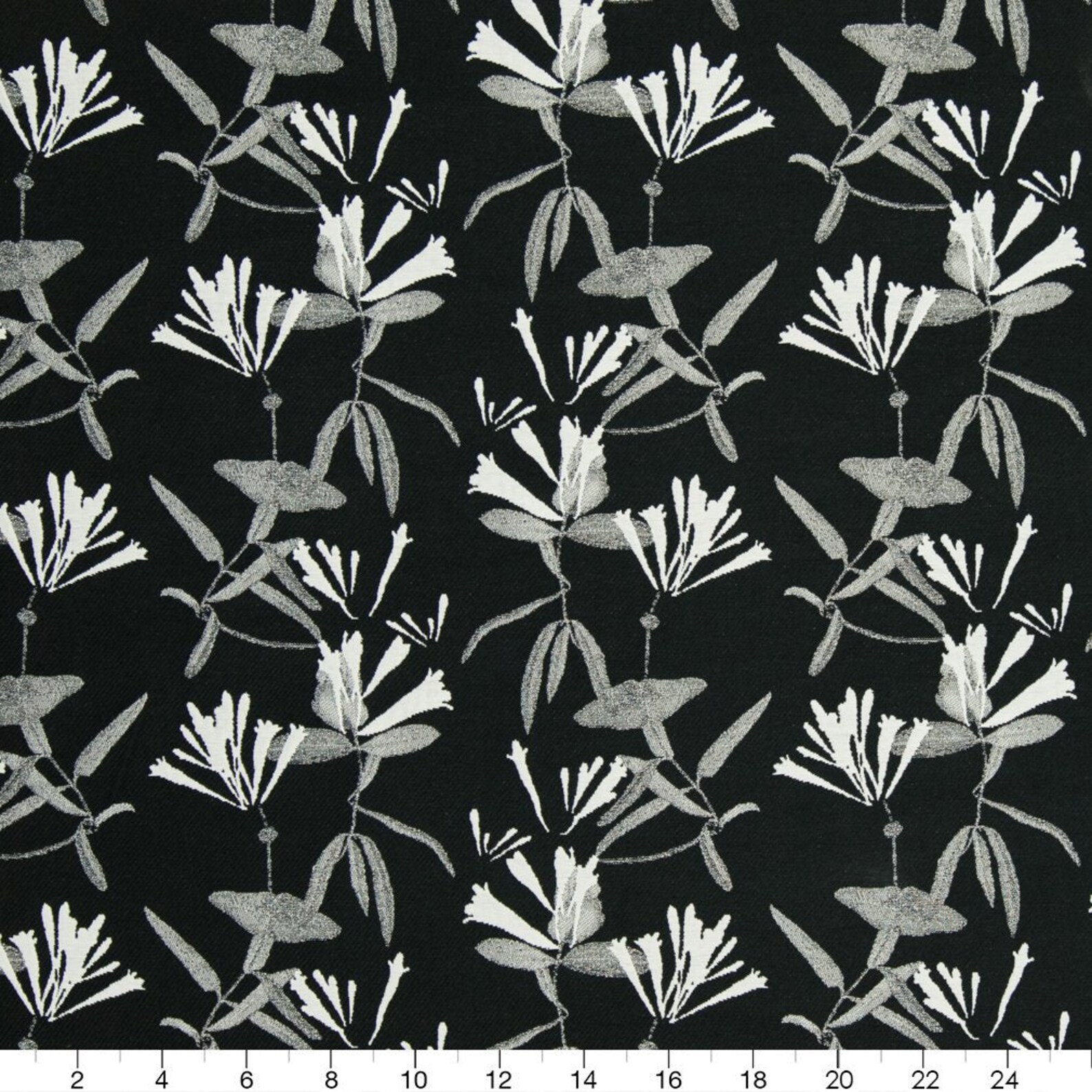 Black Abstract Floral Woven Pattern Upholstery Fabric by the Yard - SKU ...