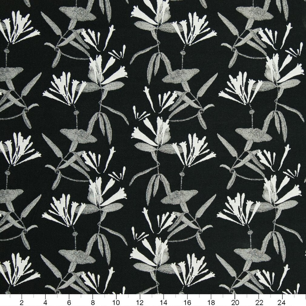 Black Abstract Floral Woven Pattern Upholstery Fabric by the Yard - SKU ...