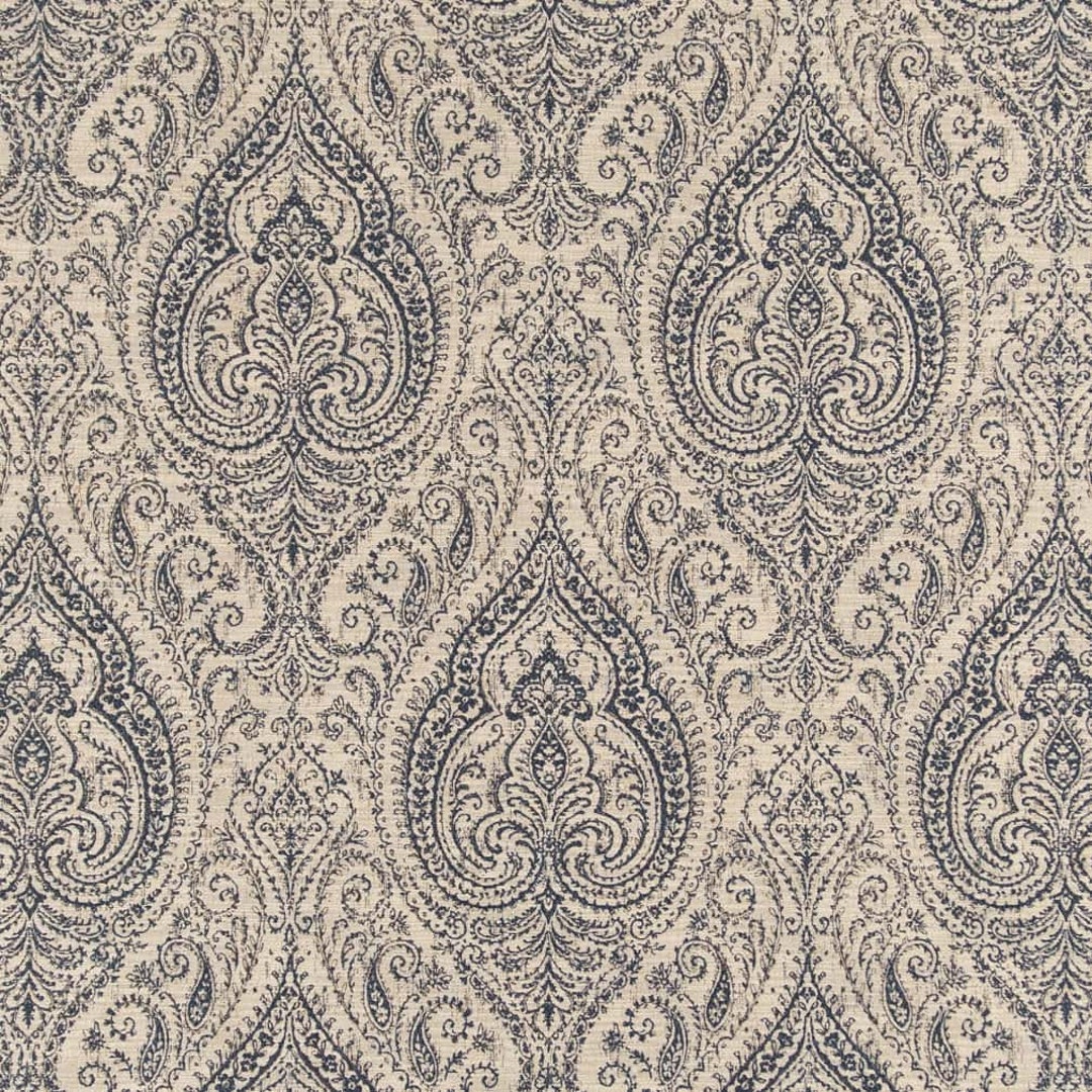 Blue Damask Woven Pattern Upholstery Fabric by the Yard - SKU: Winfield ...