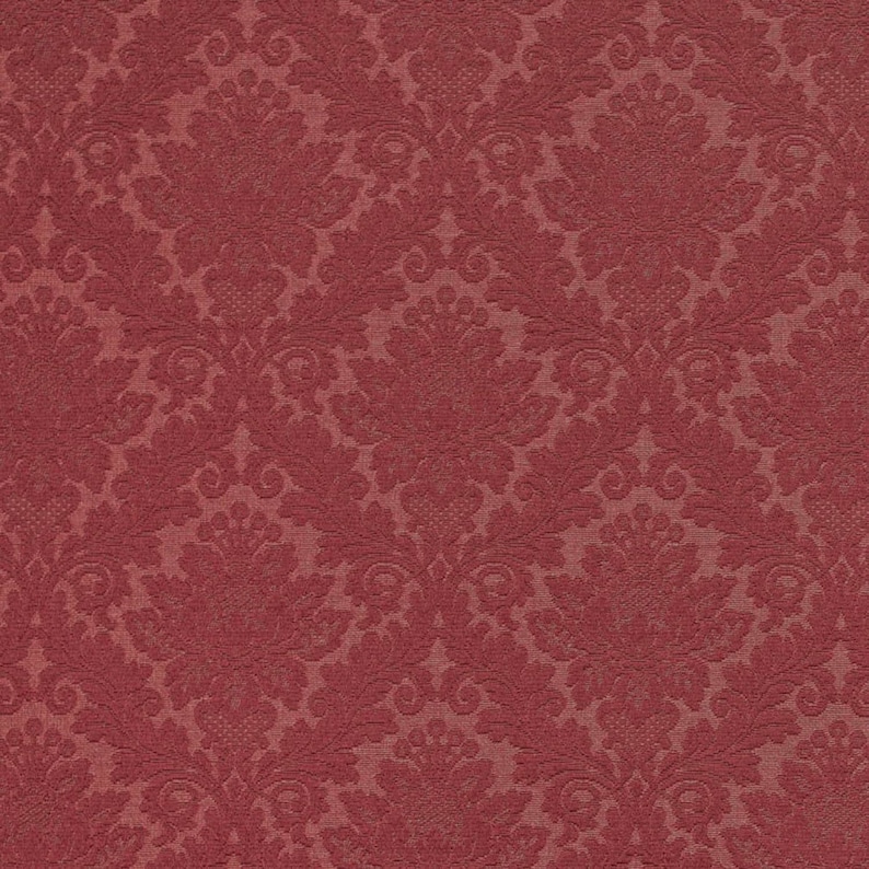 Red Damask Woven Pattern Upholstery Fabric by the Yard - SKU: Dior Ruby ...