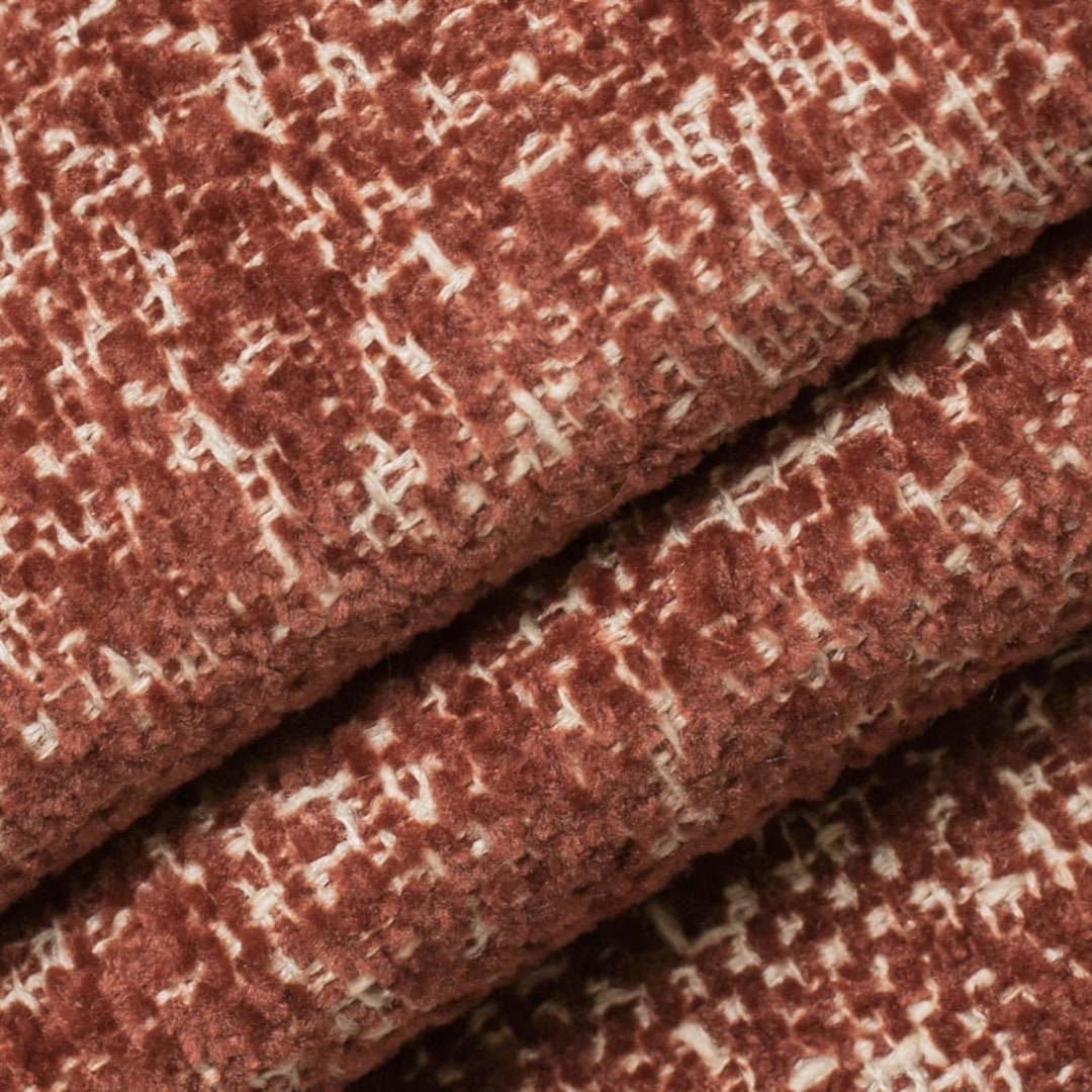 Coral Orange Chenille Textured Upholstery Fabric by the Yard - SKU ...