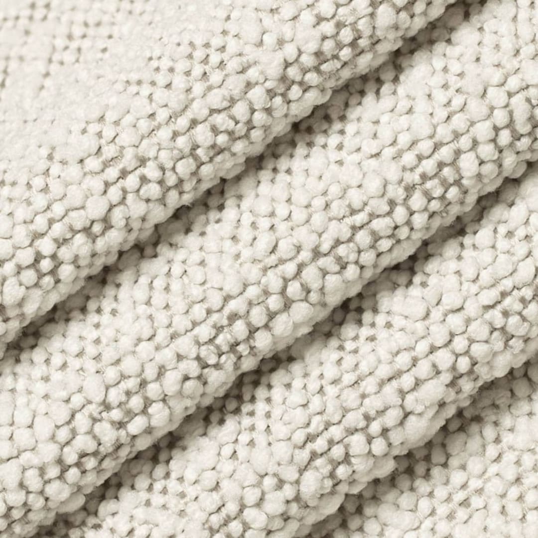 White Boucle Textured Upholstery Fabric by the Yard - SKU: Kenley Fog ...
