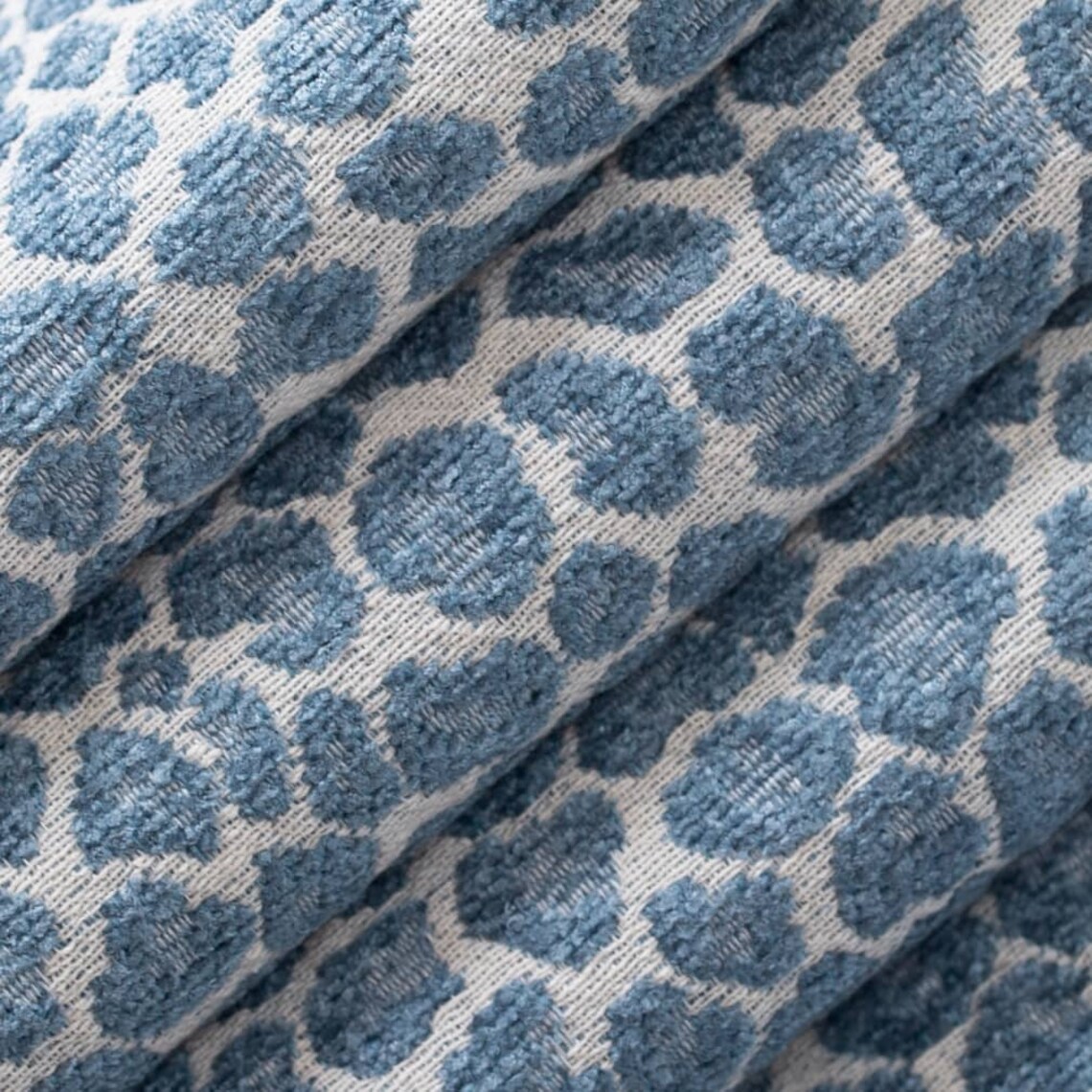 Blue Animal Print Small Scale Woven Pattern Upholstery Fabric by the ...
