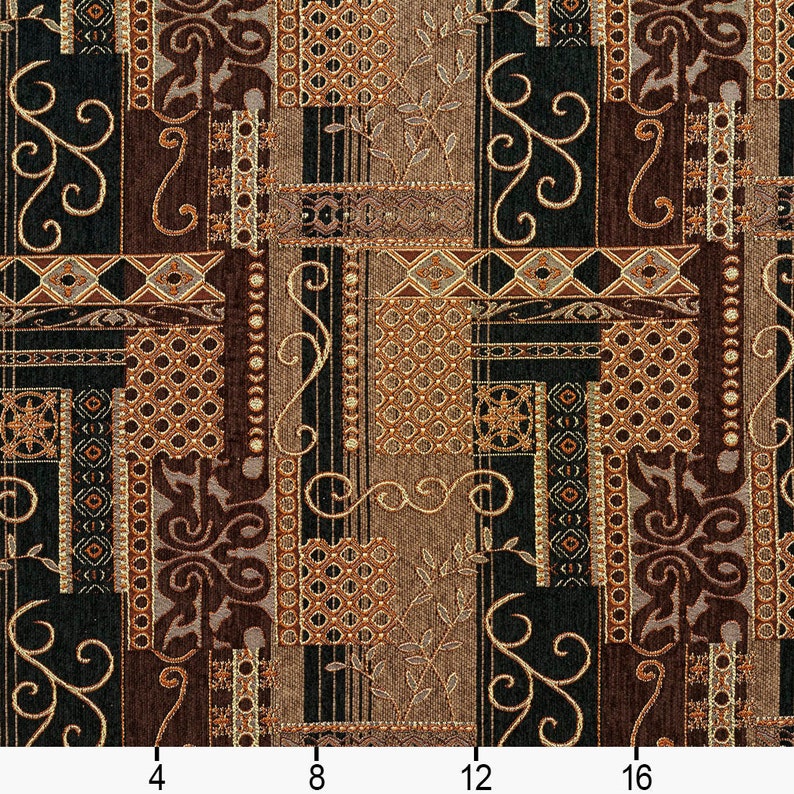 Black Brown Abstract Woven Pattern Upholstery Fabric by the Yard - SKU ...