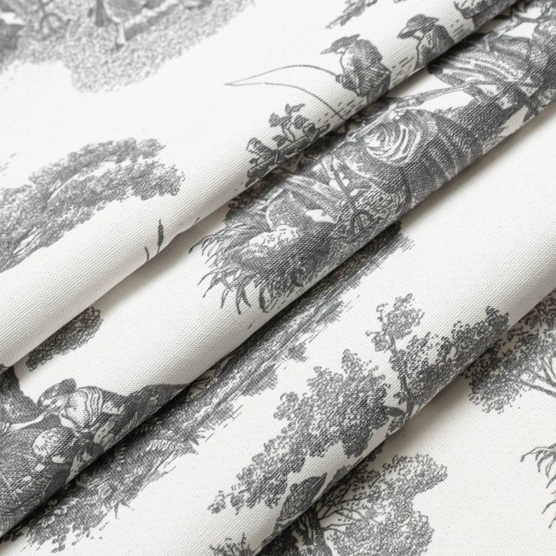 Black Toile Print Upholstery Fabric by the Yard - SKU: Blair Black - Etsy