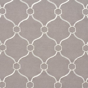 Grey Embroidery Geometric Linen Look Woven Pattern Upholstery Fabric by ...