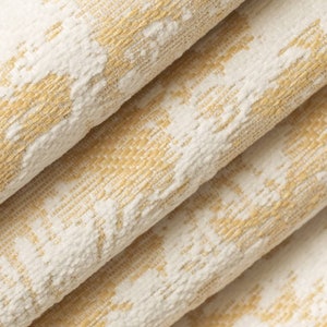 Yellow Abstract Floral Woven Pattern Upholstery Fabric by the Yard ...