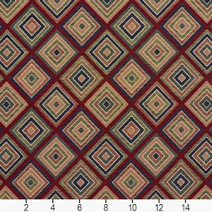Red Diamond Tapestry Woven Pattern Upholstery Fabric by the Yard - SKU ...