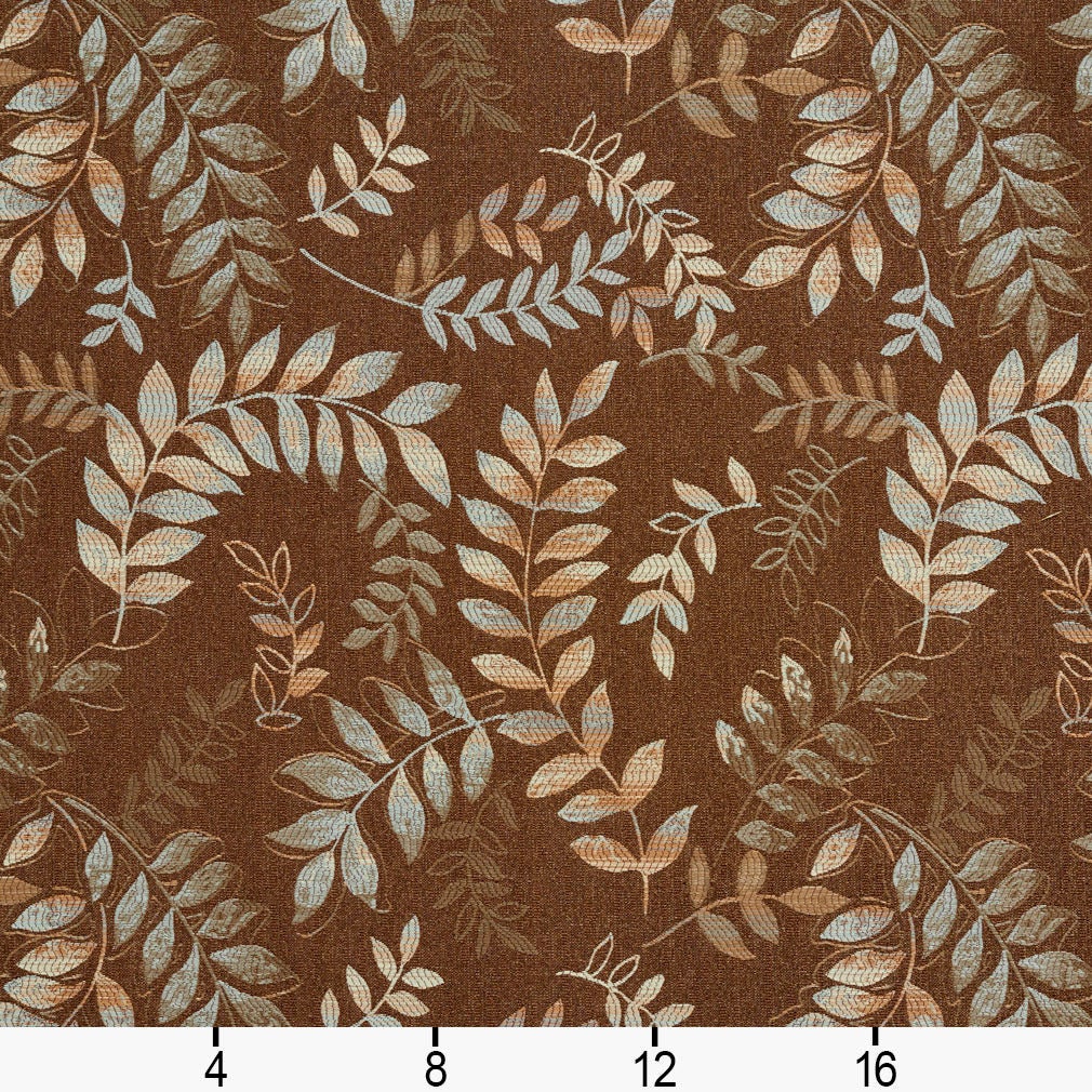 Brown Abstract Leaves Woven Pattern Upholstery Fabric by the Yard - SKU ...