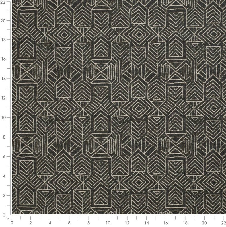 Black Abstract Global Woven Pattern Upholstery Fabric by the Yard - SKU ...