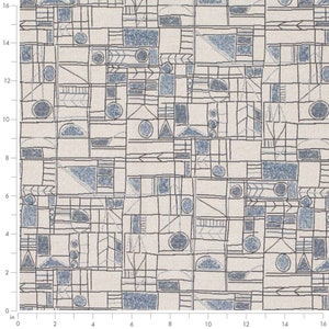 Blue Abstract Small Scale Woven Pattern Upholstery Fabric by the Yard ...
